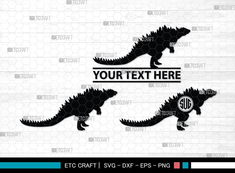 Godzilla Monogram, Godzilla Silhouette, Godzilla SVG, Rodan Godzilla ...