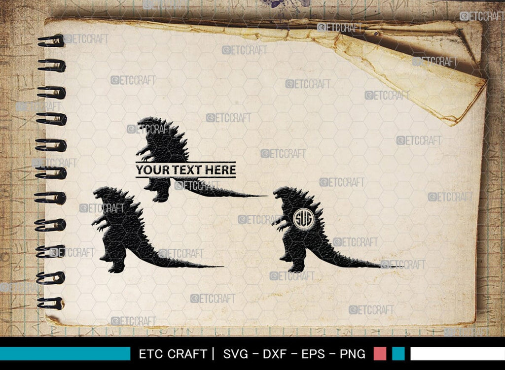 Godzilla Monogram, Godzilla Silhouette, Godzilla SVG, Rodan Godzilla ...