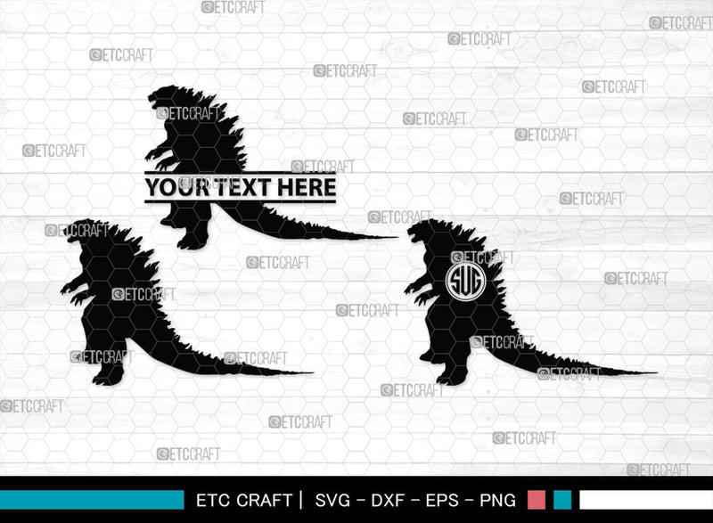 Godzilla Monogram, Godzilla Silhouette, Godzilla SVG, Rodan Godzilla ...