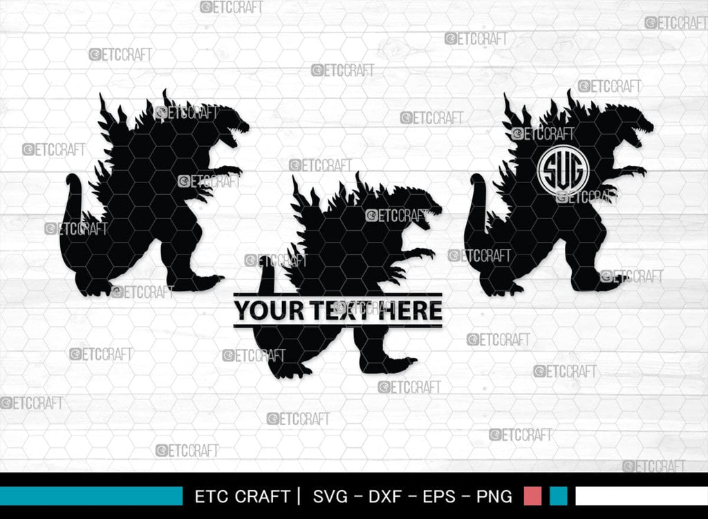 Godzilla Monogram, Godzilla Silhouette, Godzilla SVG, Rodan Godzilla ...