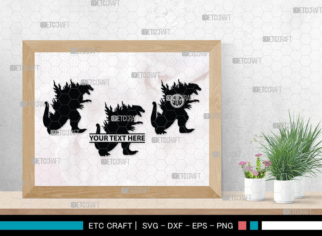 Godzilla Monogram, Godzilla Silhouette, Godzilla SVG, Rodan Godzilla ...