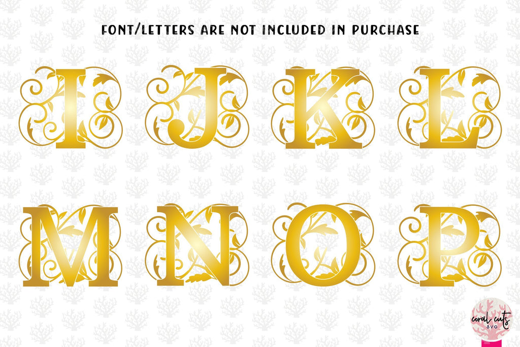 Gold Floral Monogram Alphabet - Svg EPS DXF PNG File - So Fontsy
