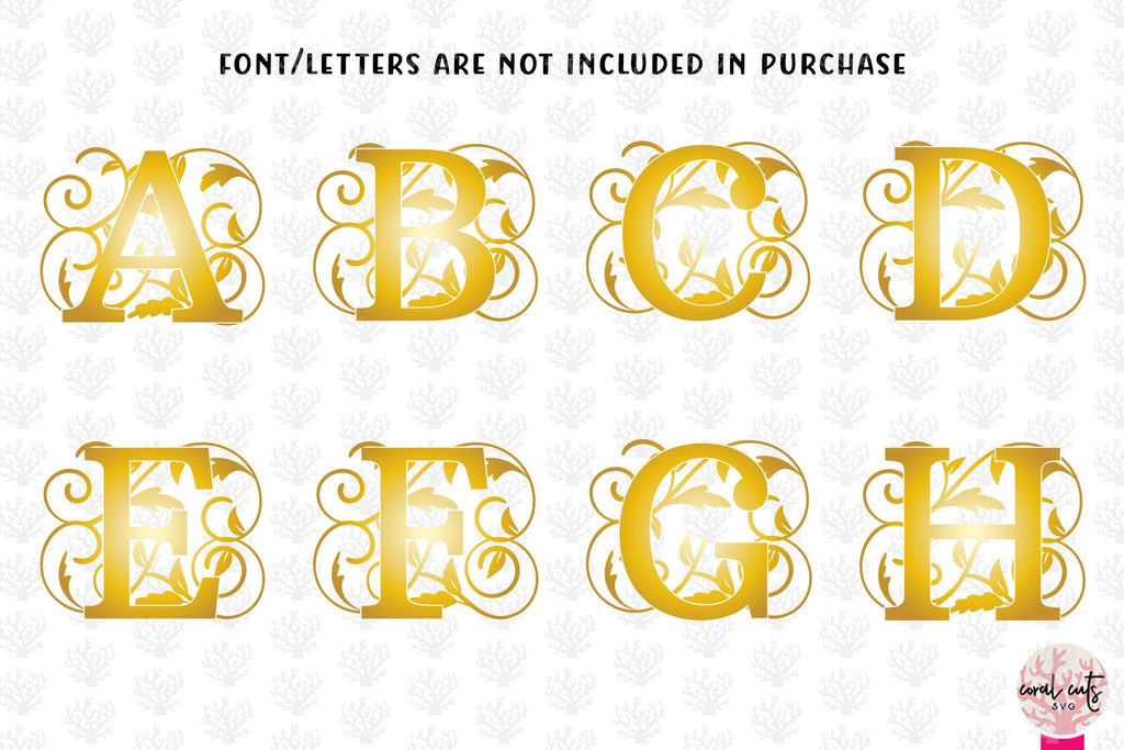 Gold Floral Monogram Alphabet - Svg EPS DXF PNG File - So Fontsy