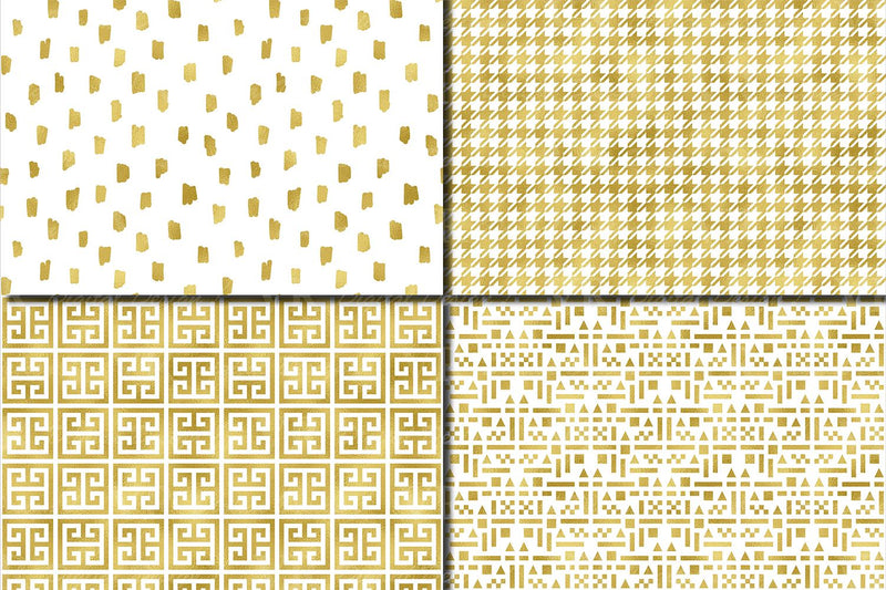 Gold foil seamless geometric patterns - So Fontsy