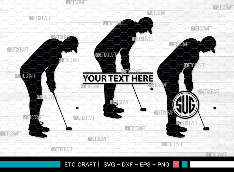 Golf Player Monogram, Golf Player Silhouette, Golf Svg, Golfer Svg ...