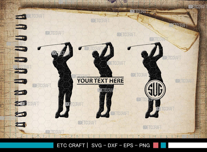 Golf Player Monogram, Golf Player Silhouette, Golf Svg, Golfer Svg ...