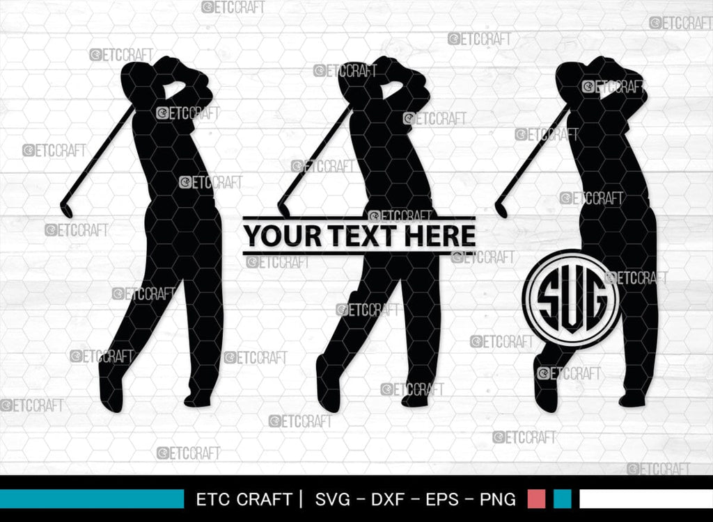 Golf Player Monogram, Golf Player Silhouette, Golf Svg, Golfer Svg ...