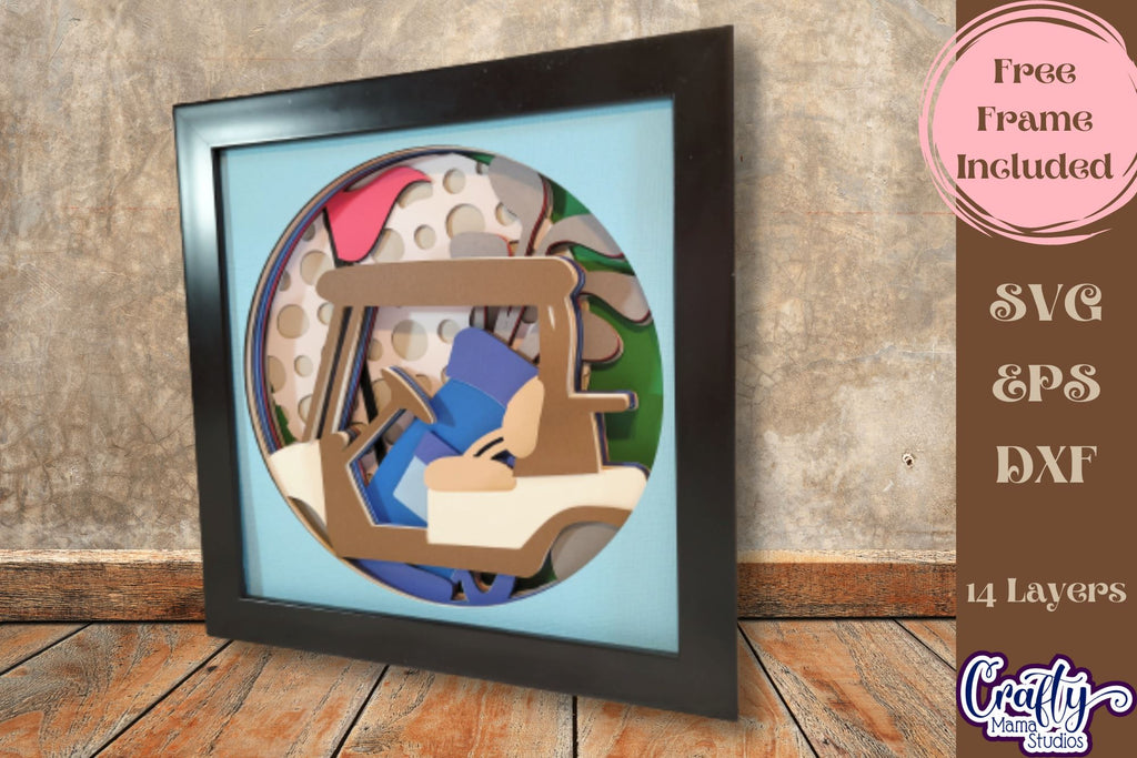 Golf Svg Shadow Box, 3D Layered Sports Golf Theme Cut File - So Fontsy