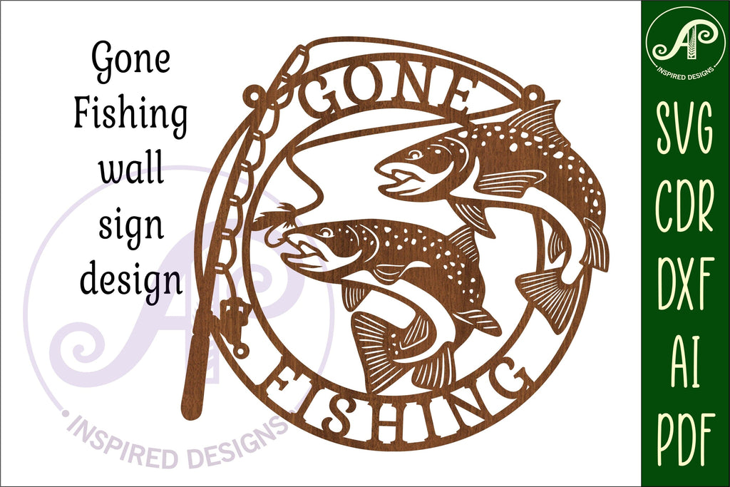 Gone fishing wall sign svg laser cut file - So Fontsy