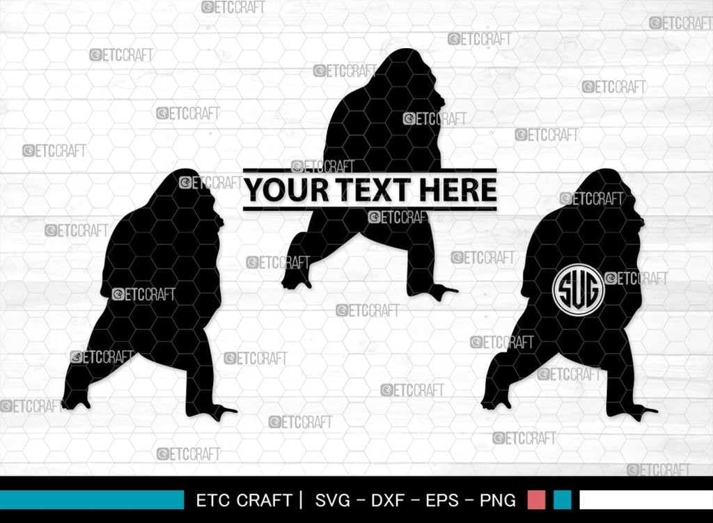 Gorillas Monogram, Gorilla Silhouette, Gorilla SVG, King Kong Gorilla ...
