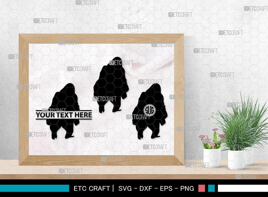 Gorillas Monogram, Gorilla Silhouette, Gorilla SVG, King Kong Gorilla ...