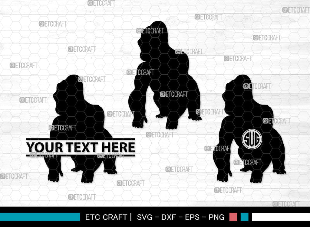Gorillas Monogram, Gorilla Silhouette, Gorilla SVG, King Kong Gorilla ...