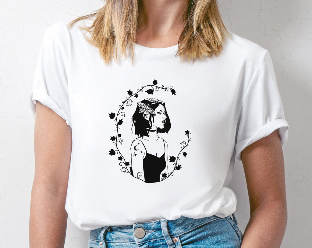 Goth Girl with Moth svg, Magical svg, Witchy svg, png files - So Fontsy