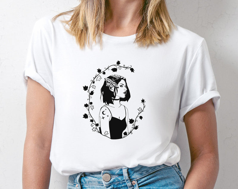 Goth Girl with Moth svg, Magical svg, Witchy svg, png files - So Fontsy