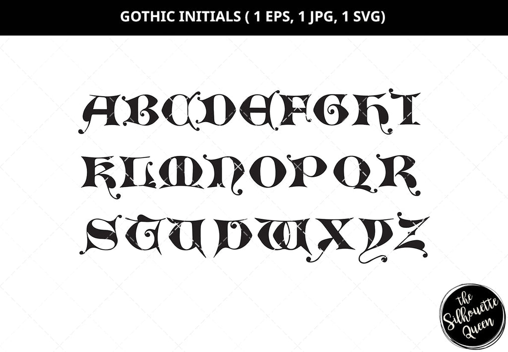 Gothic Initials svg, ornate letters svg, vintage alphabet svg ...