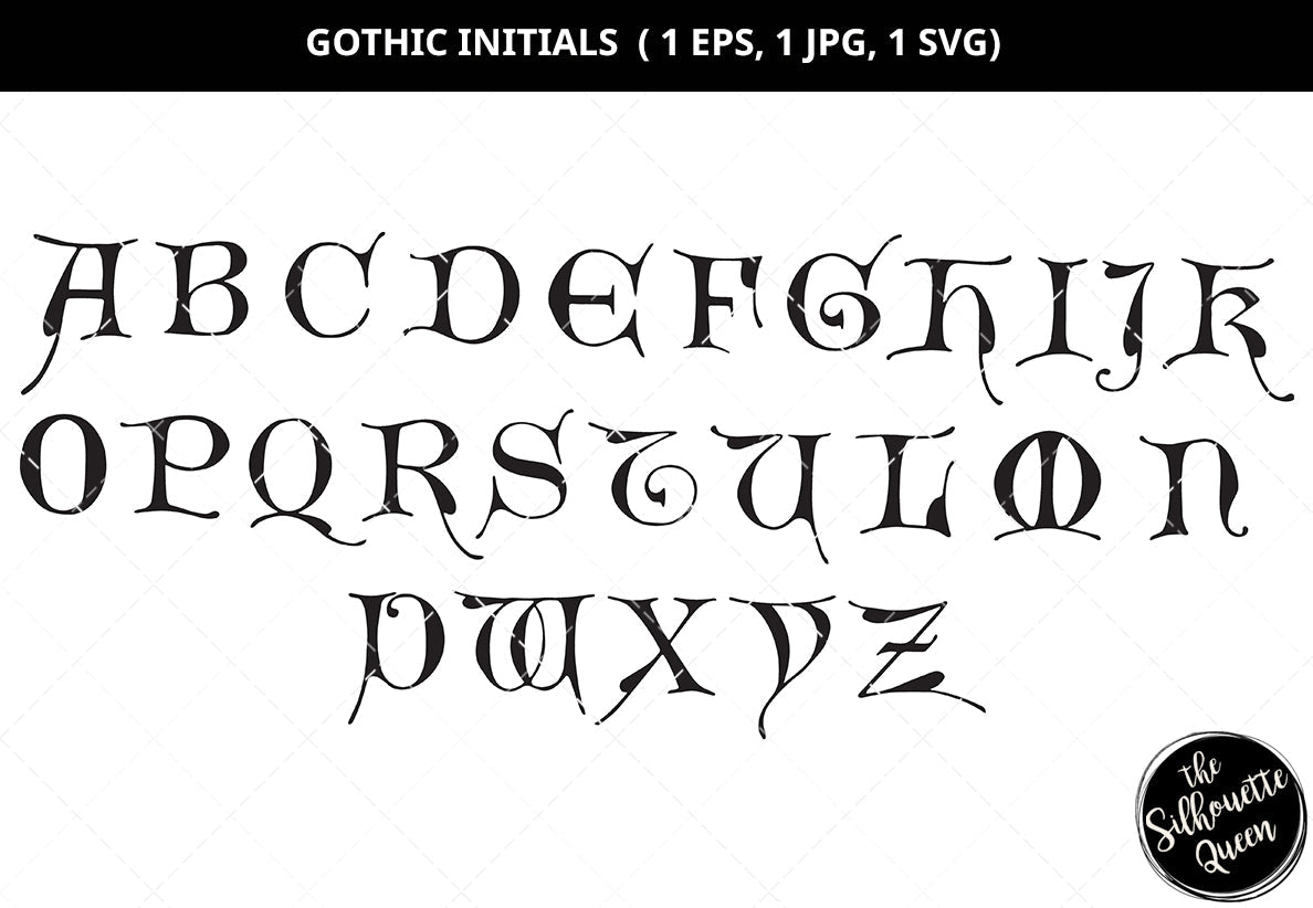 Gothic Initials svg, ornate letters svg, vintage alphabet svg ...