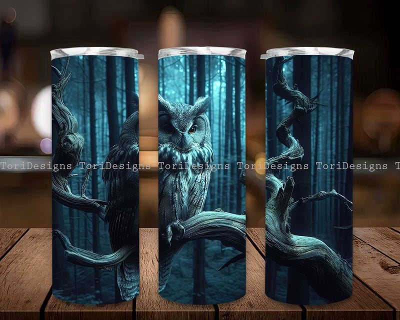 Gothic Owl in Forest 20 oz Skinny Tumbler Sublimation Design, Gothic ...