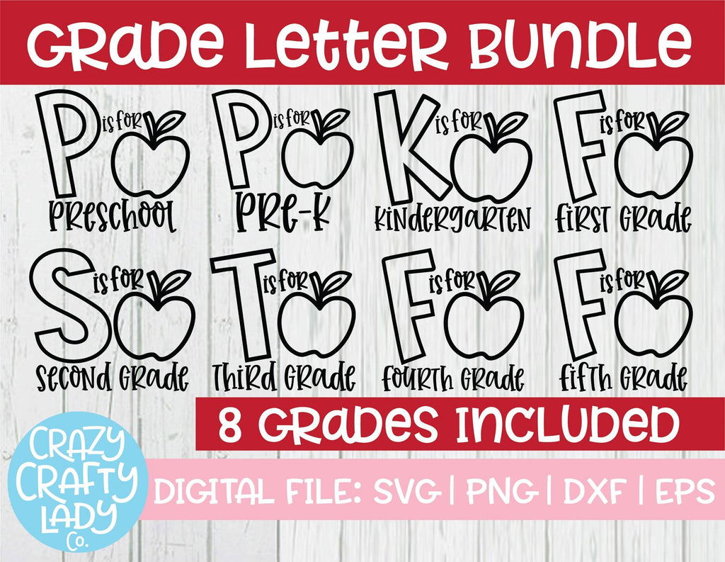 Grade Letter | Teacher | School Quote SVG Cut File Bundle - So Fontsy