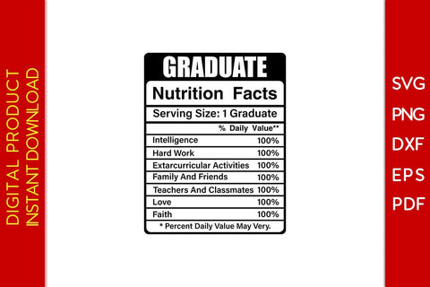 Graduate Nutrition Facts SVG PNG PDF Cut File - So Fontsy