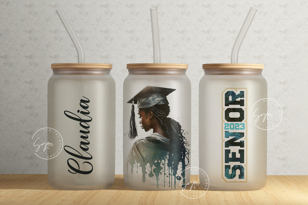 Graduation 2023 Tumbler, Add Your Text, 16oz Libbey Glass Can Tumbler Sublimation Design, Senior ...