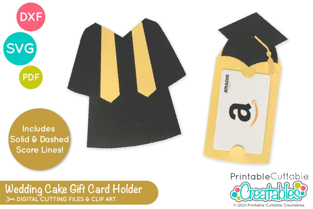 Graduation Cap & Gown Gift Card Holder SVG File - So Fontsy