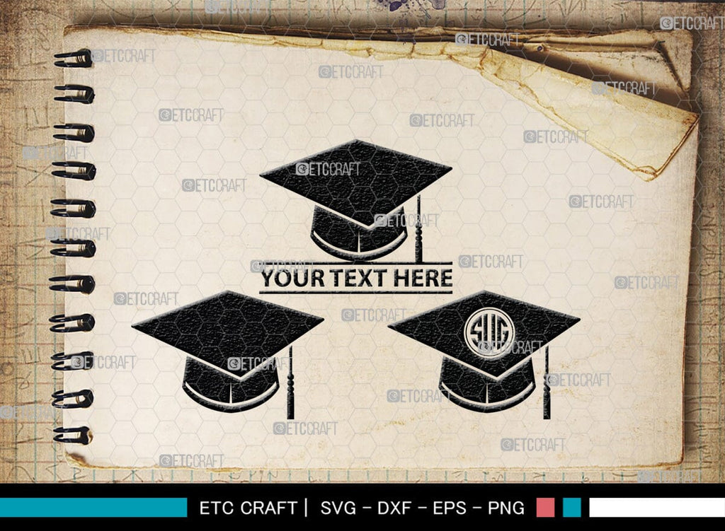 Graduation Cap Monogram, Graduation Cap Silhouette, Graduate SVG ...