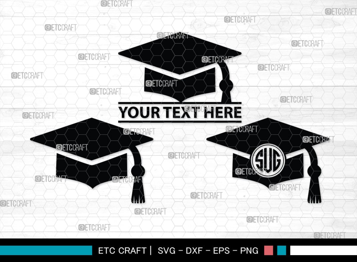 Graduation Cap Monogram, Graduation Cap Silhouette, Graduate SVG ...