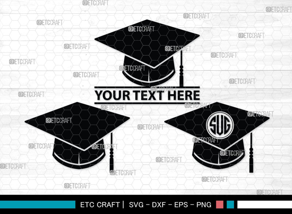 Graduation Cap Monogram, Graduation Cap Silhouette, Graduate SVG ...