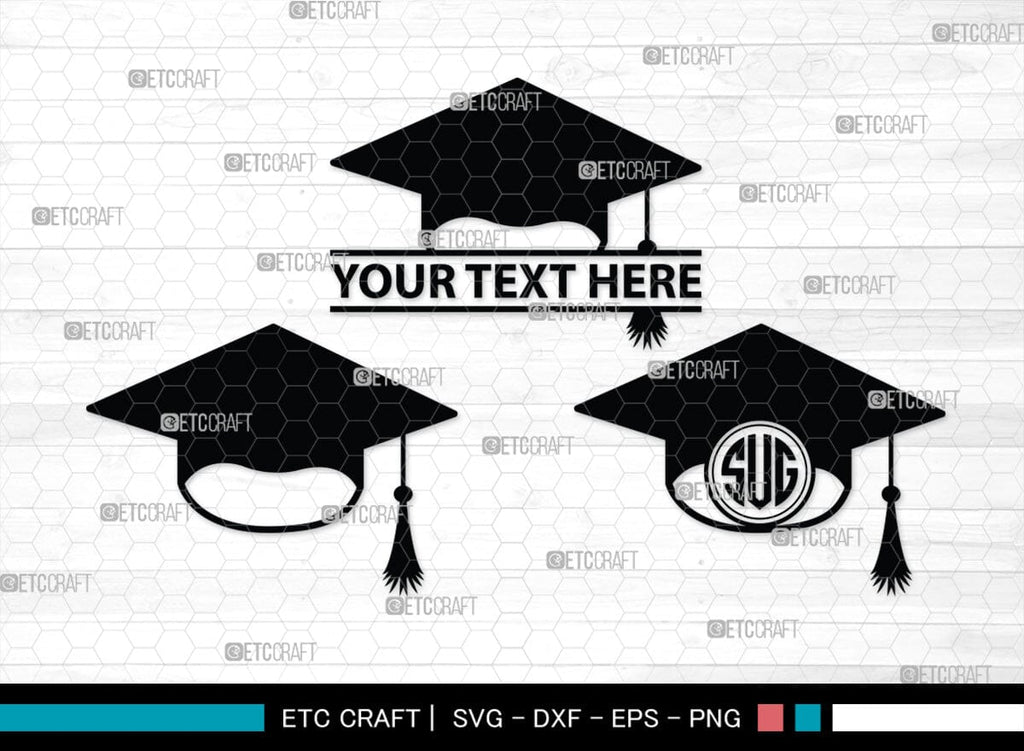 Graduation Cap Monogram, Graduation Cap Silhouette, Graduate SVG ...