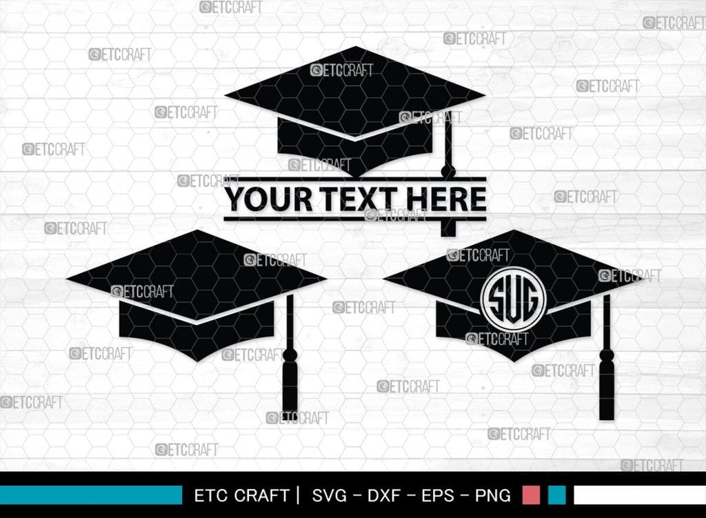 Graduation Cap Monogram, Graduation Cap Silhouette, Graduate SVG ...
