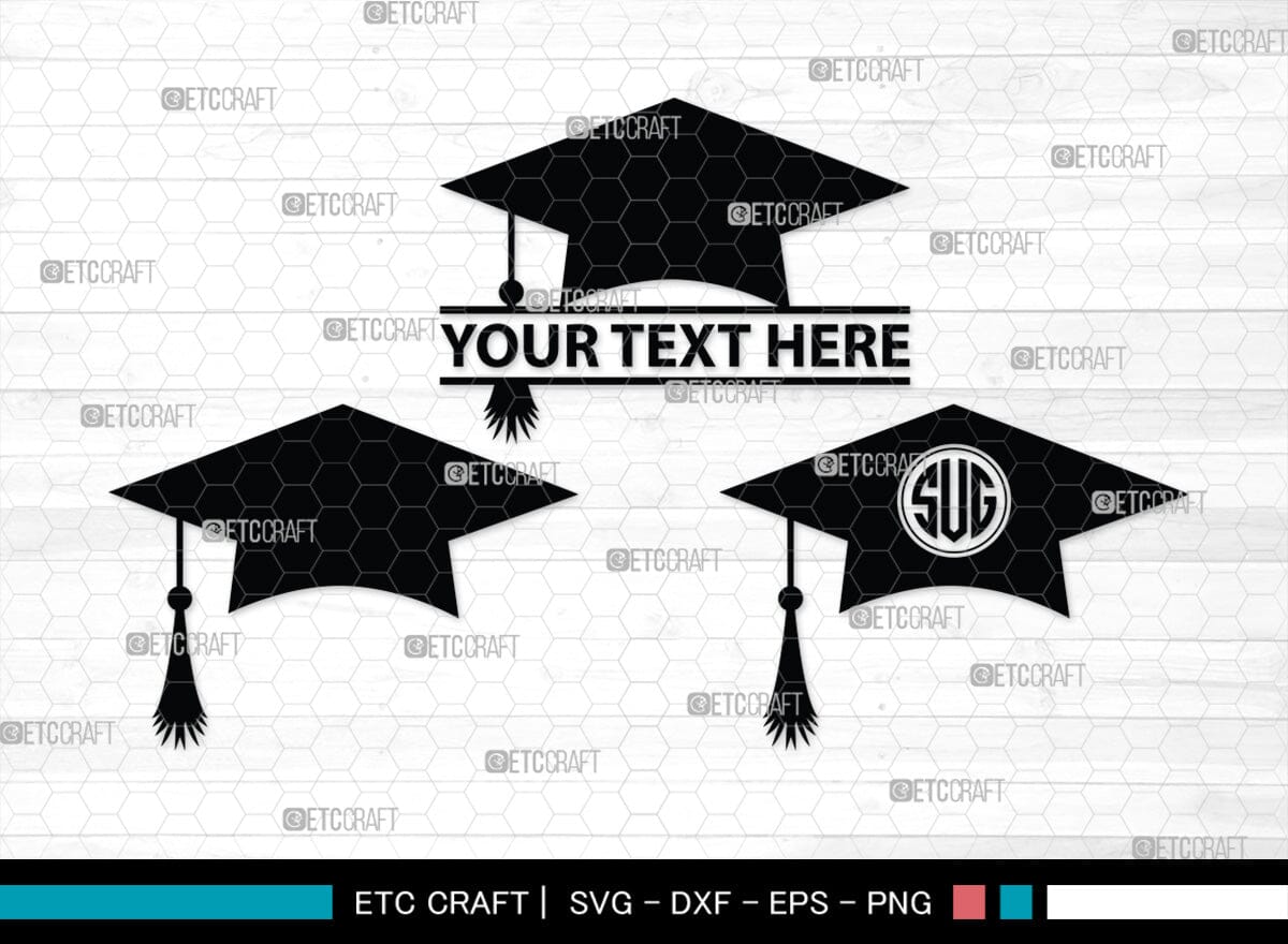 Graduation Cap Monogram, Graduation Cap Silhouette, Graduate SVG ...