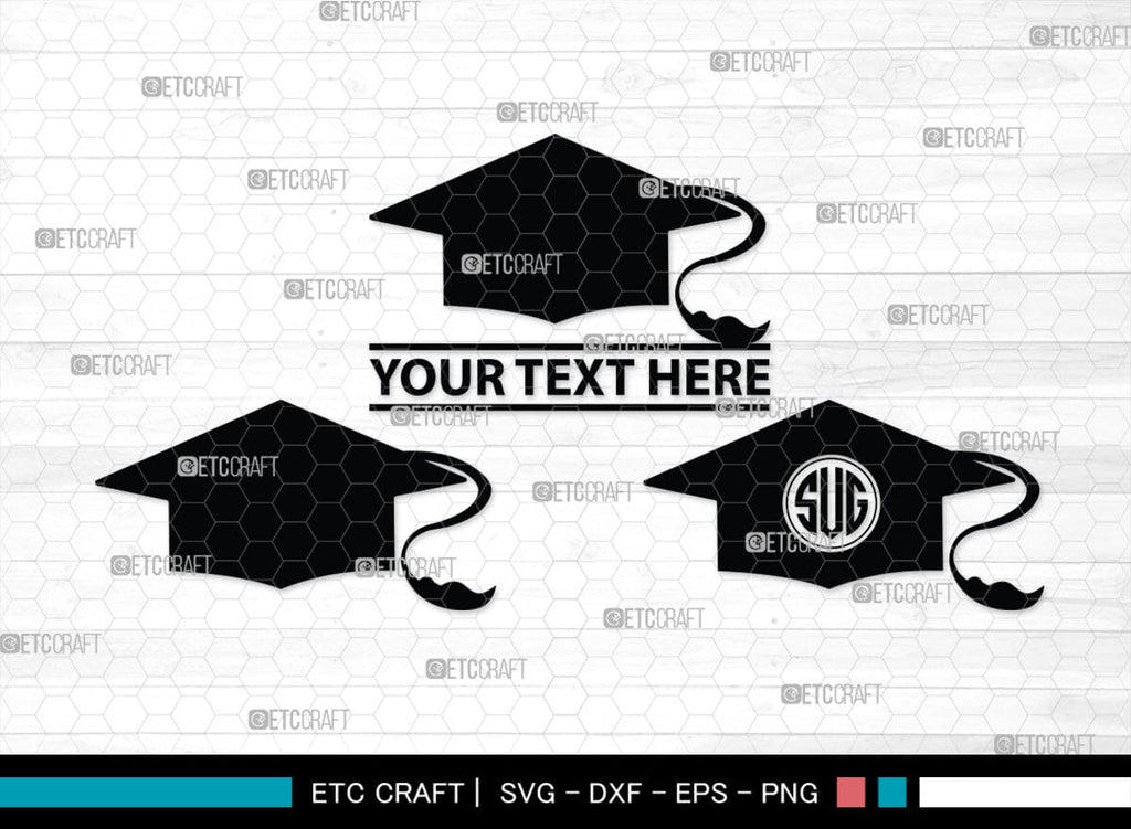 Graduation Cap Monogram, Graduation Cap Silhouette, Graduate SVG ...
