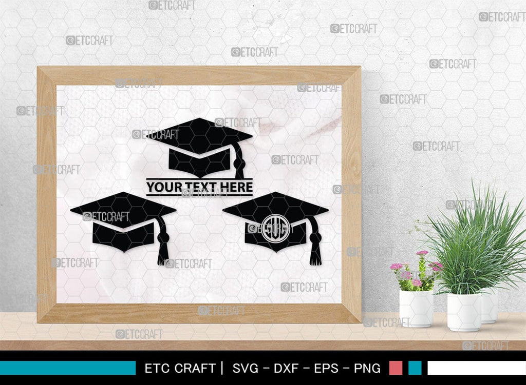 Graduation Cap Monogram, Graduation Cap Silhouette, Graduate SVG ...