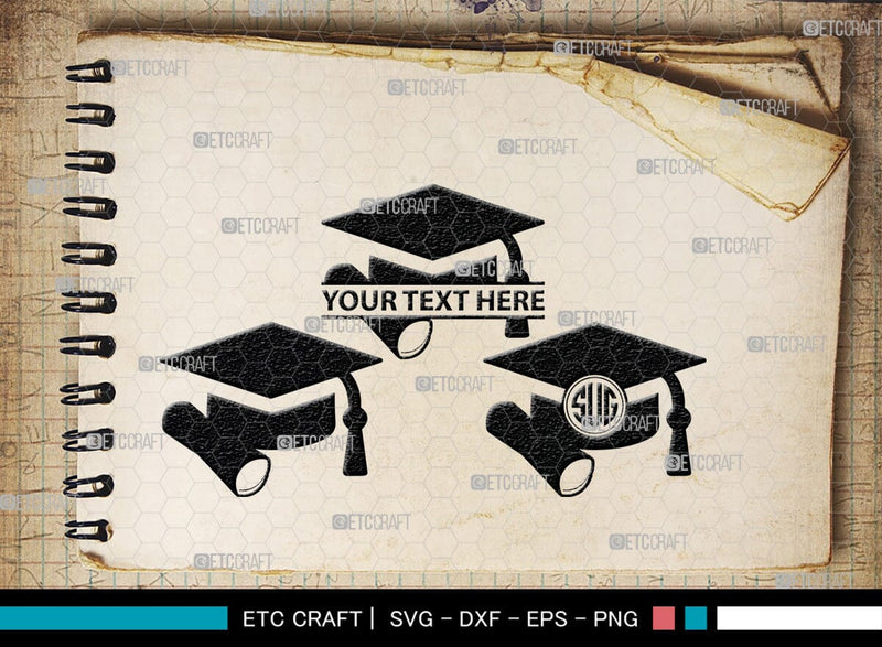 Graduation Cap Monogram, Graduation Cap Silhouette, Graduate SVG ...