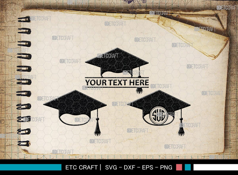 Graduation Cap Monogram, Graduation Cap Silhouette, Graduate SVG ...