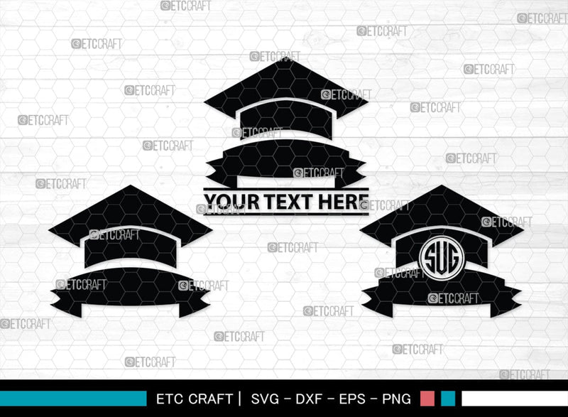 Graduation Cap Monogram, Graduation Cap Silhouette, Graduate SVG ...