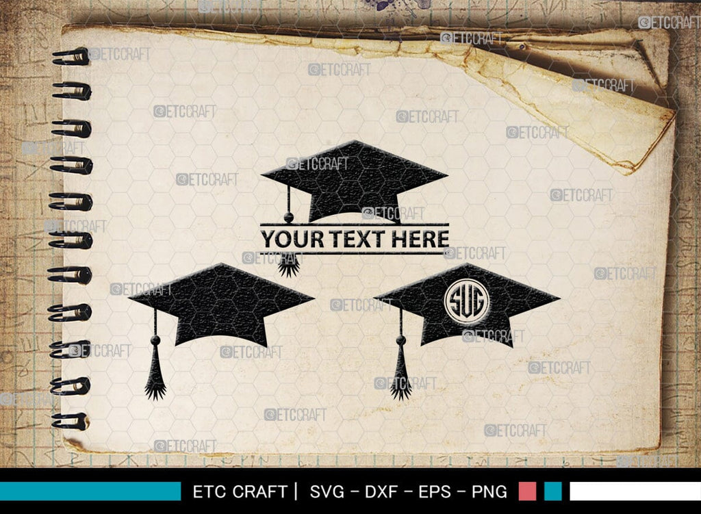 Graduation Cap Monogram, Graduation Cap Silhouette, Graduate SVG ...