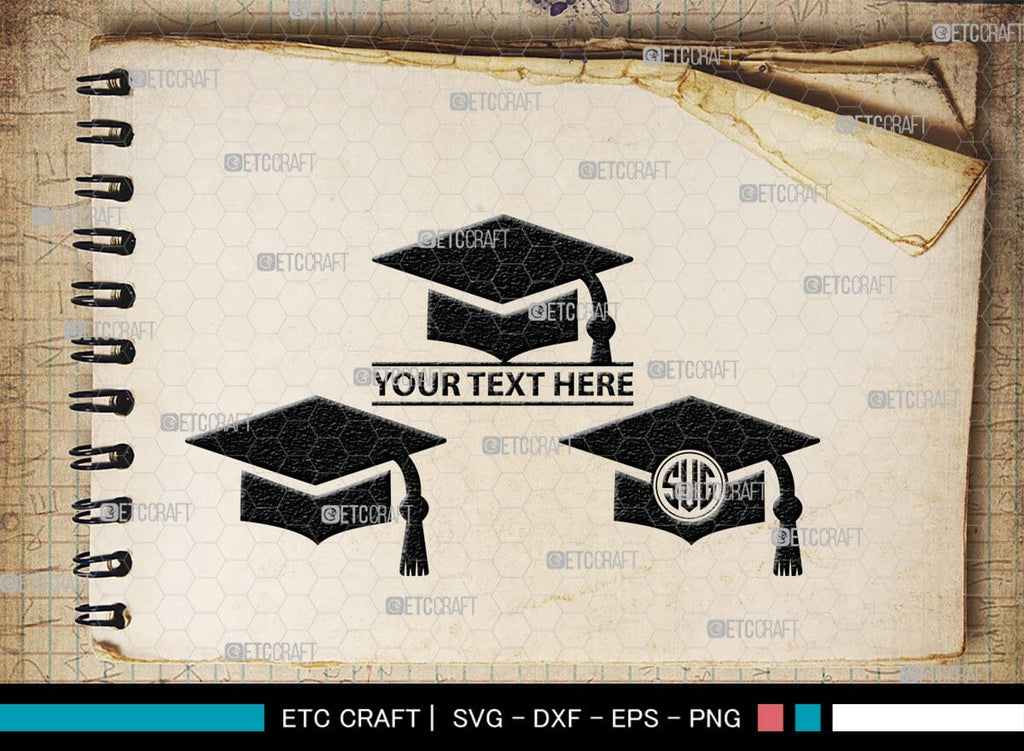 Graduation Cap Monogram, Graduation Cap Silhouette, Graduate SVG ...