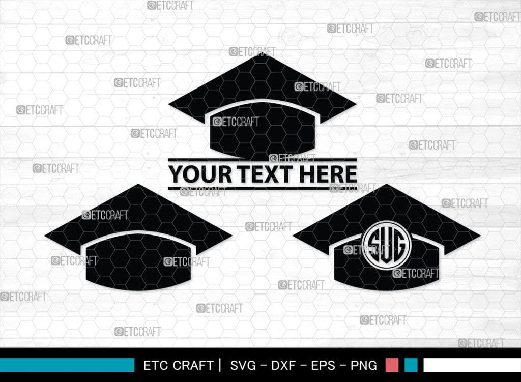 Graduation Cap Monogram, Graduation Cap Silhouette, Graduate SVG ...