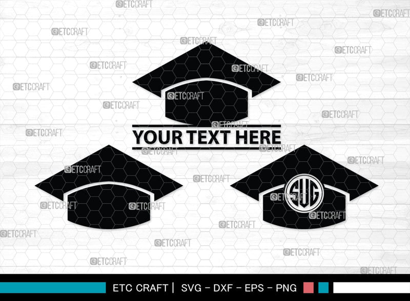 Graduation Cap Monogram, Graduation Cap Silhouette, Graduate SVG ...