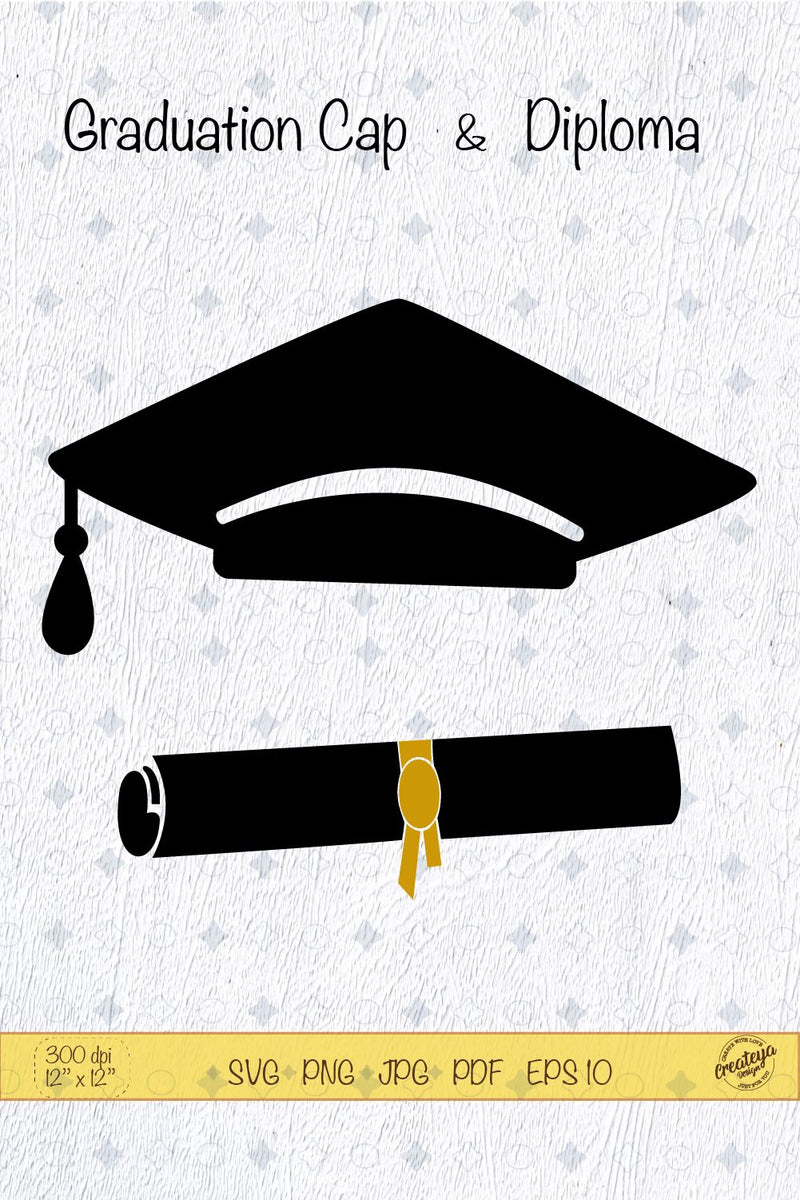 Graduation Cap SVG Diploma SVG Graduation hat - So Fontsy