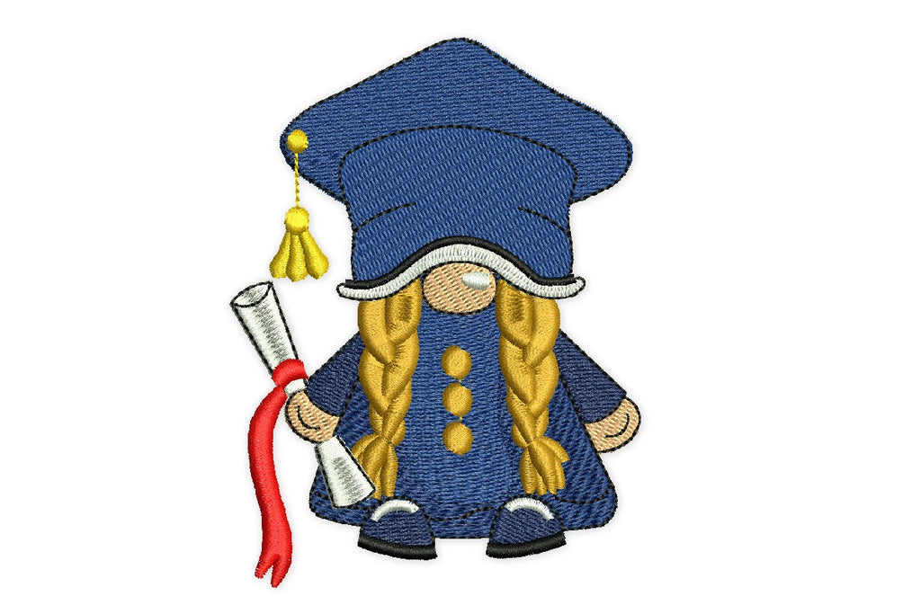 Graduation Girl Gnome Embroidery Design, Graduate School Embroidery ...