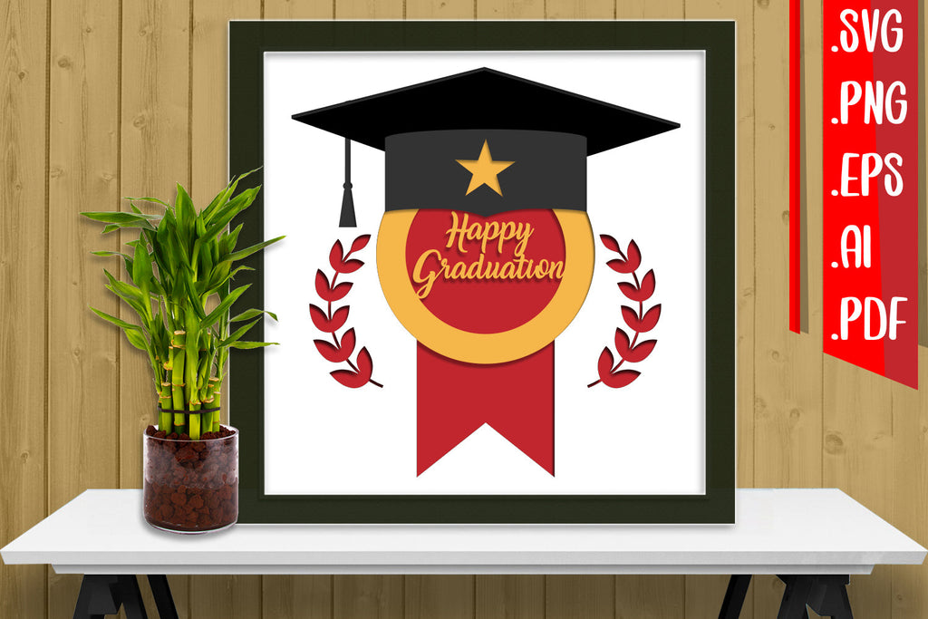Graduation Layered Papercut 2 Svg Eps Ai Png Pdf - So Fontsy