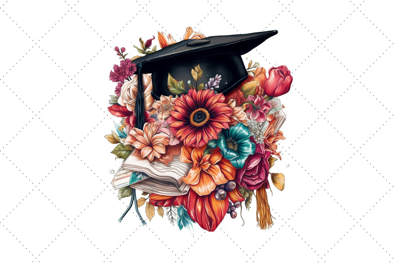 graduation Sublimation Floral Clipart Bundle, Sublimation, graduation ...