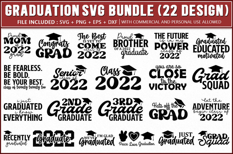 Graduation SVG Bundle, 22 Designs - So Fontsy