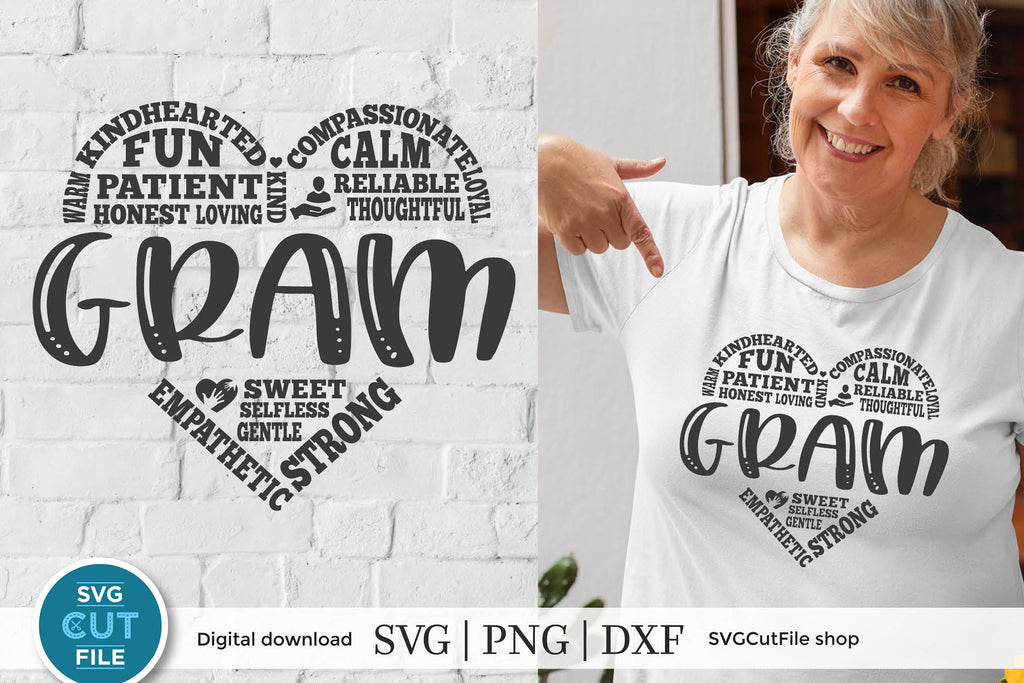 Gram svg with subway art heart for grandma - So Fontsy
