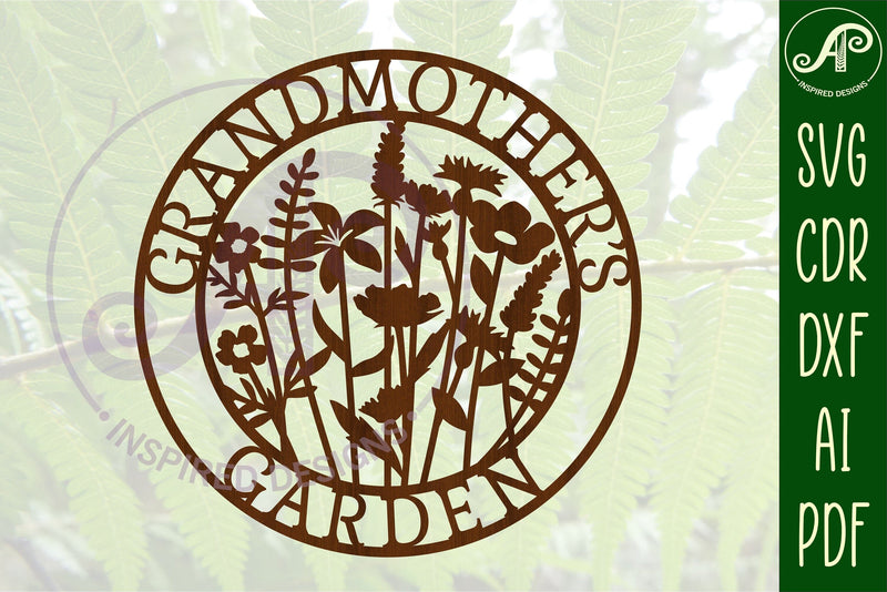 Grandmother's Garden sign svg laser cut template - So Fontsy