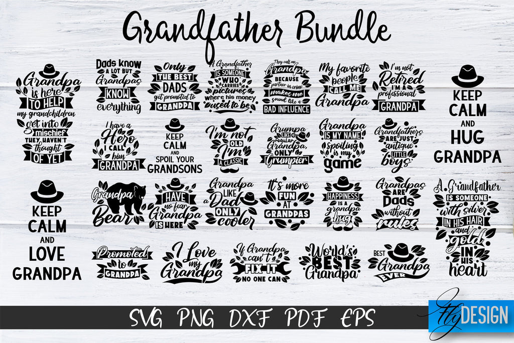 Grandpa SVG Bundle, Grandparents SVG Bundle, Grandfather SVG - So Fontsy