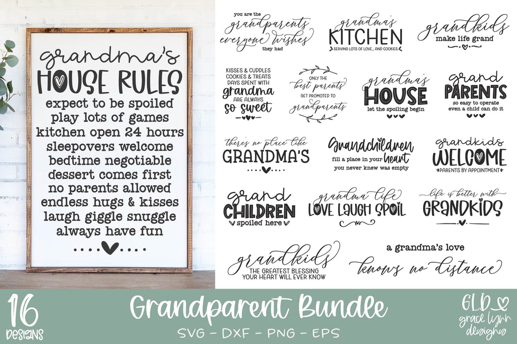 Grandparent Bundle | Grandma SVG Bundle | Grandparent SVGs - So Fontsy