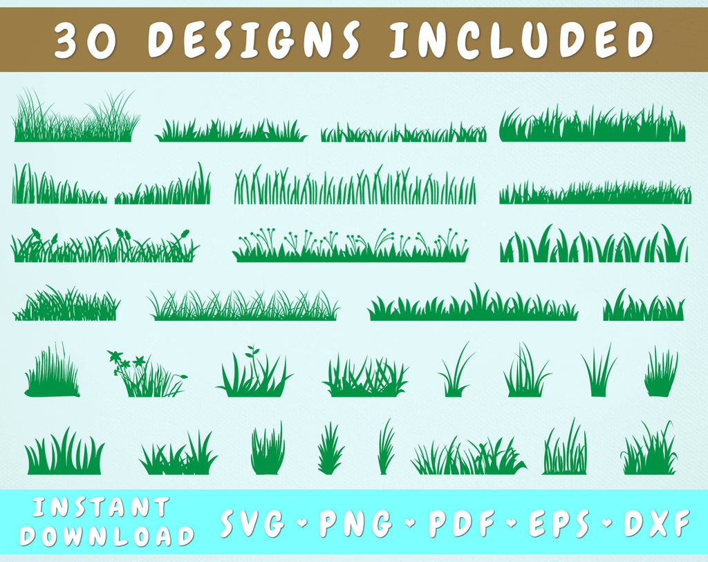 Grass SVG Bundle - 30 Designs - So Fontsy